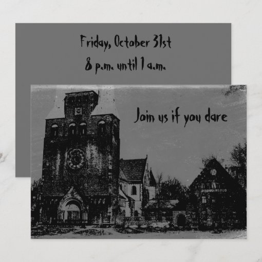 Old Spooky Distressed Haunted Halloween Church Invitation | Zazzle