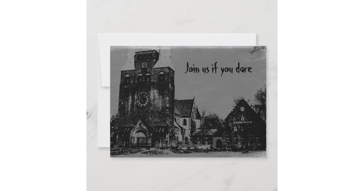 Old Spooky Distressed Haunted Halloween Church Invitation | Zazzle