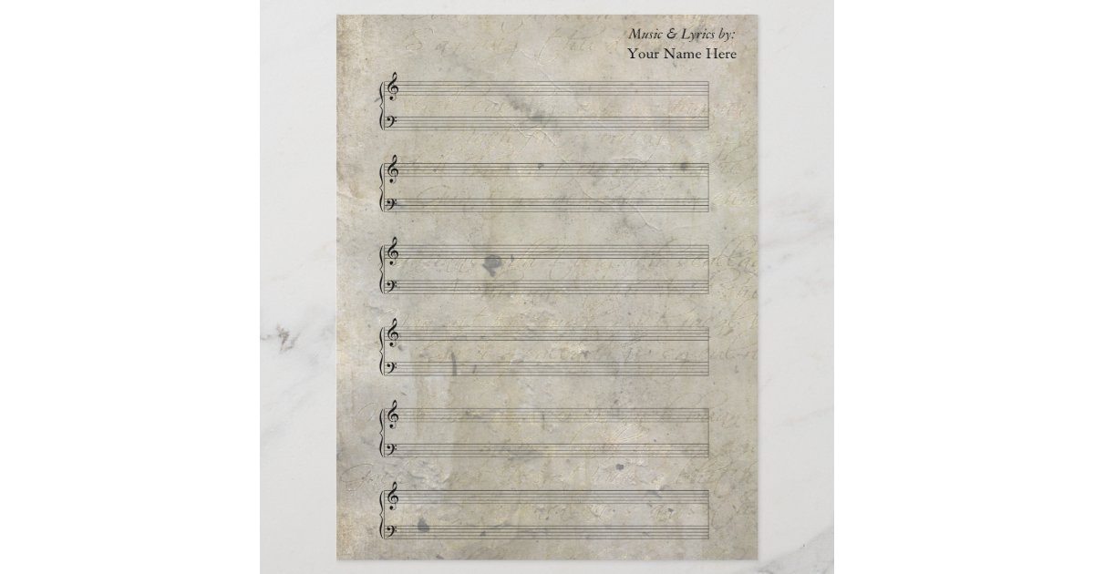 Old Stained Blank Sheet Music Piano Staves | Zazzle