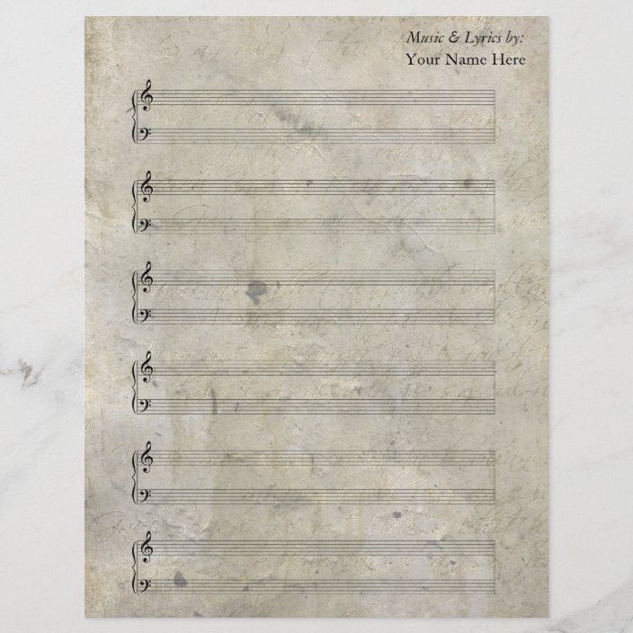 Old Stained Blank Sheet Music Piano Staves | Zazzle.com