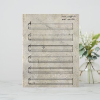 Old Stained Blank Sheet Music Piano Staves | Zazzle