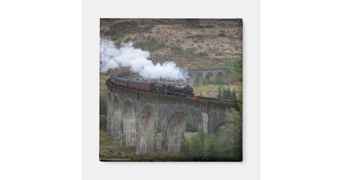 Old steam train on Glenfinnan Viaduct Magnet | Zazzle