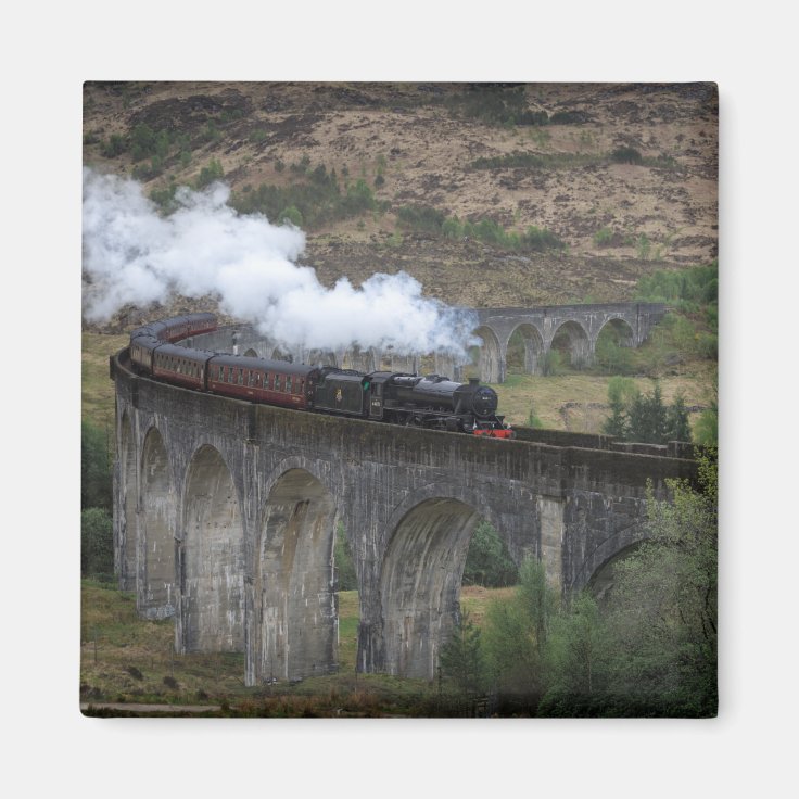 Old steam train on Glenfinnan Viaduct Magnet | Zazzle