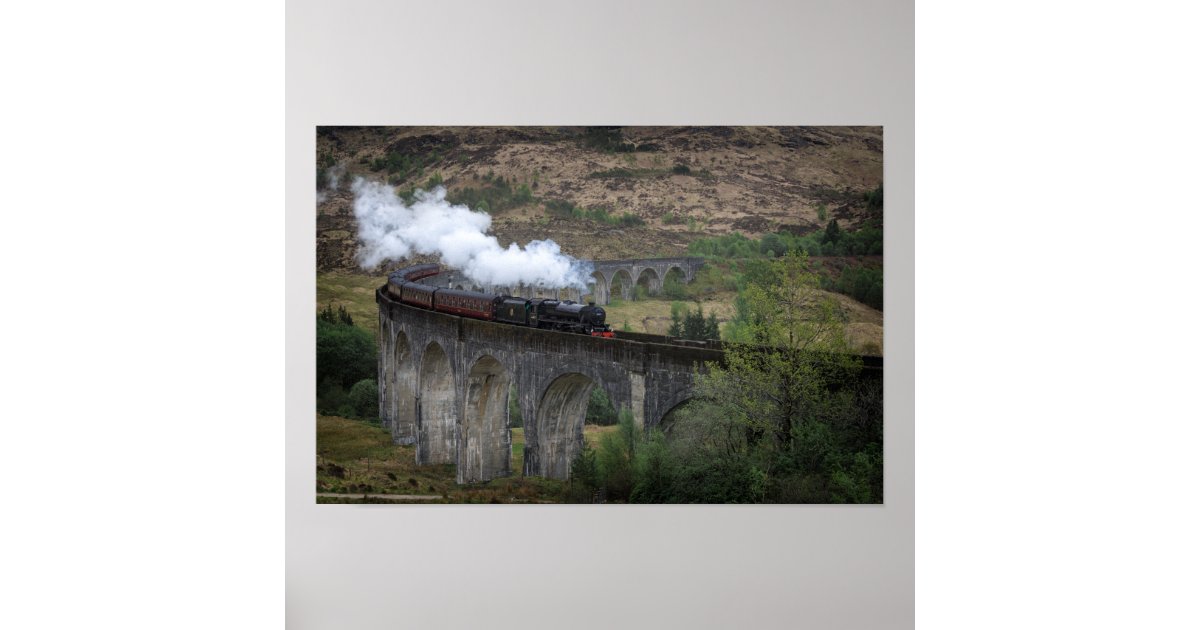 Old steam train on Glenfinnan Viaduct Poster | Zazzle
