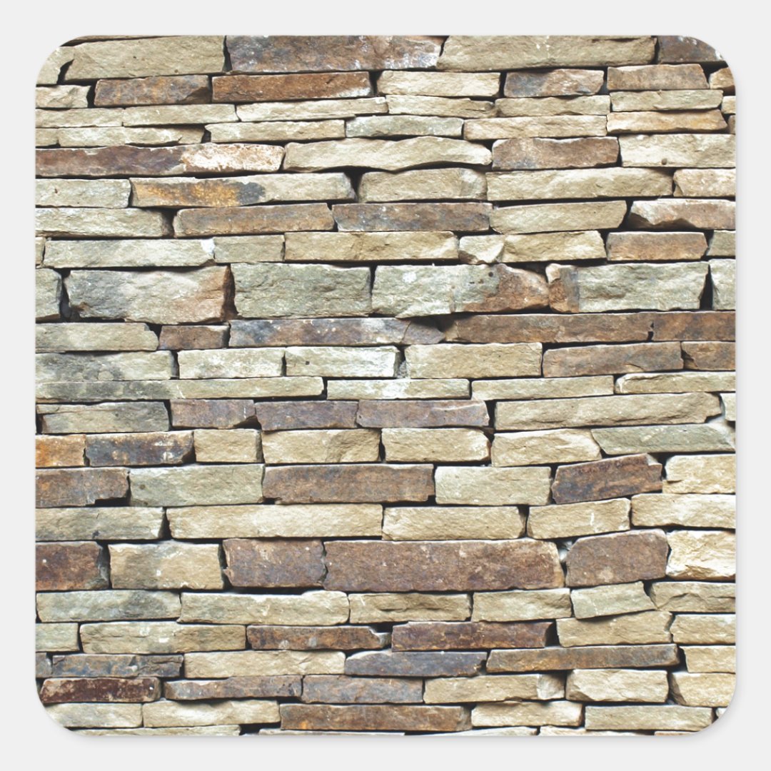 Old stone wall texture square sticker | Zazzle
