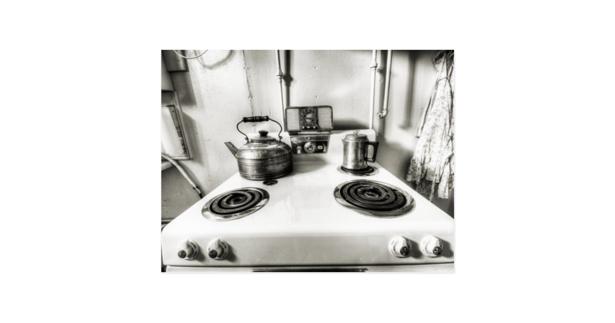 Old Stove with Tea Kettle Antique Stovetop Postcard | Zazzle.com
