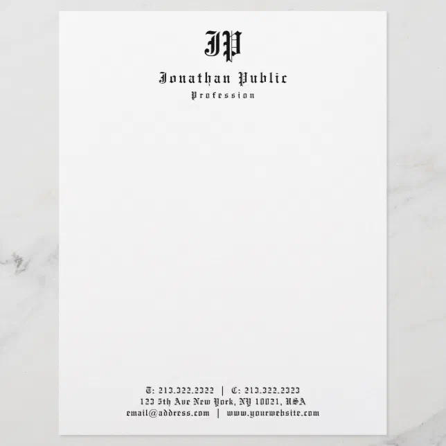 Old Style English Text Monogram Simple Template Letterhead | Zazzle
