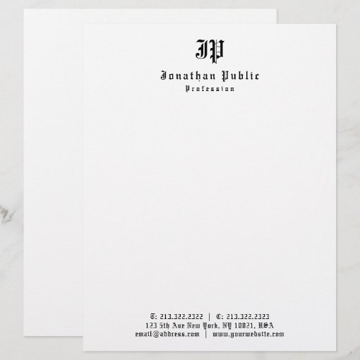 Old Style English Text Monogram Simple Template Letterhead | Zazzle