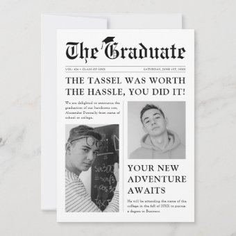 Old Style Newspaper Graduation Announcement | Zazzle
