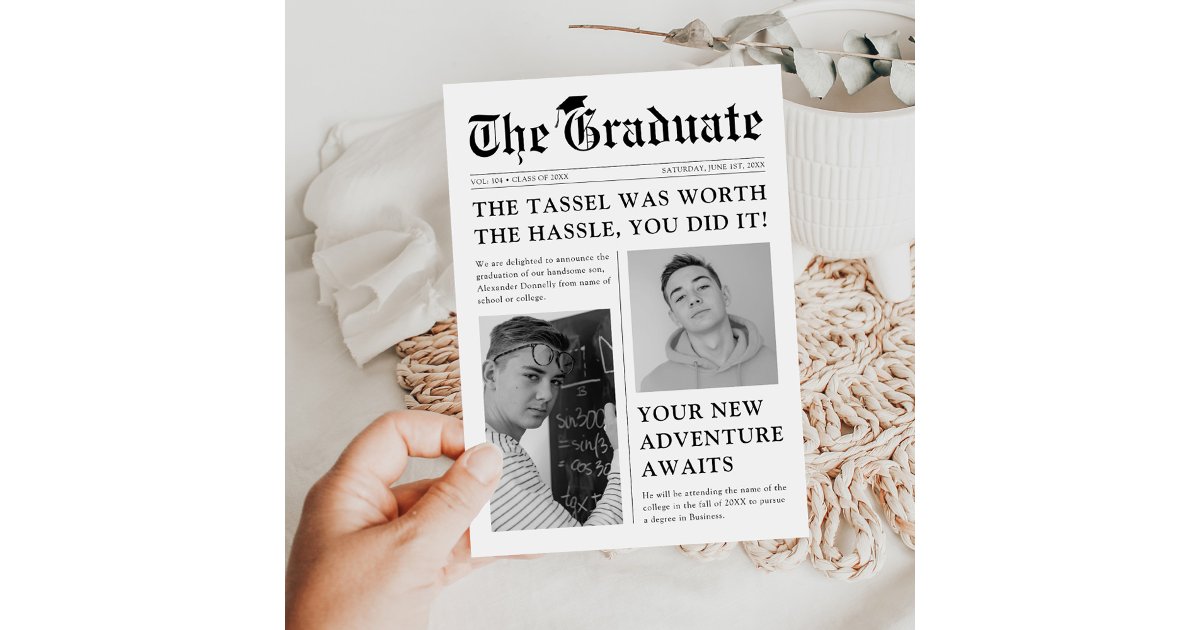 Old Style Newspaper Graduation Announcement | Zazzle