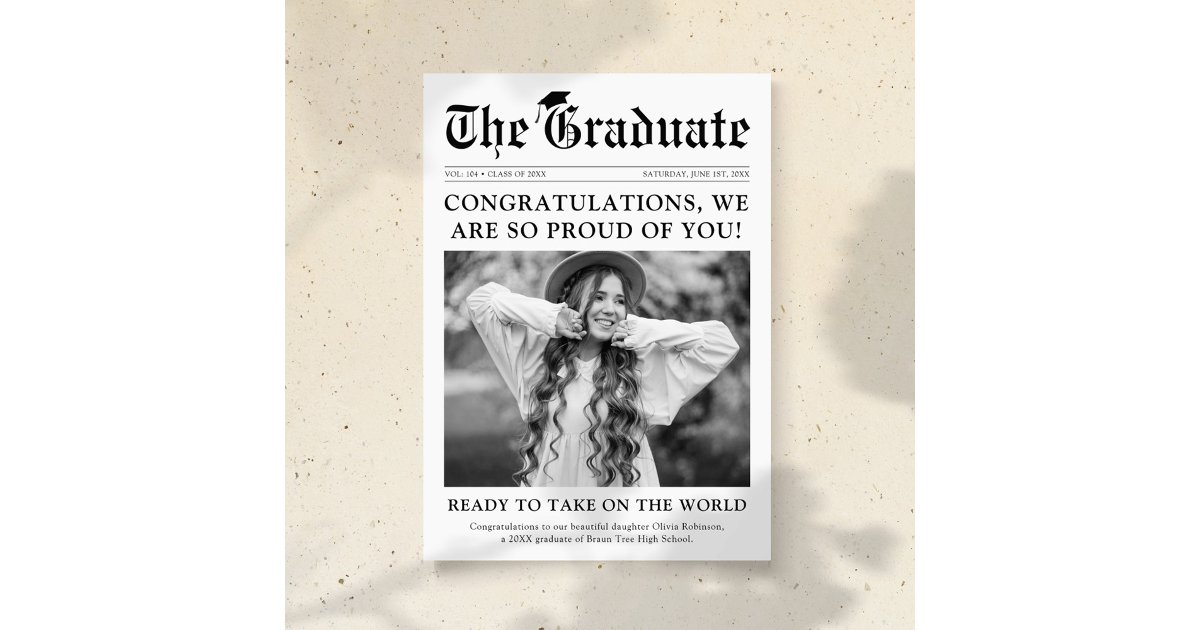 Old Style Newspaper Photo Graduation Announcement | Zazzle