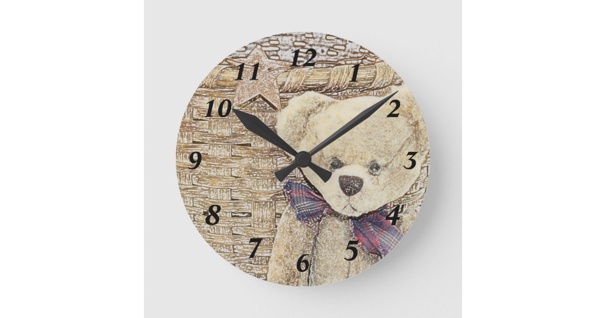Old Teddy Bear Clock | Zazzle
