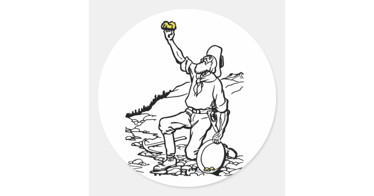 Old Time Gold Miner Prospector Classic Round Sticker | Zazzle