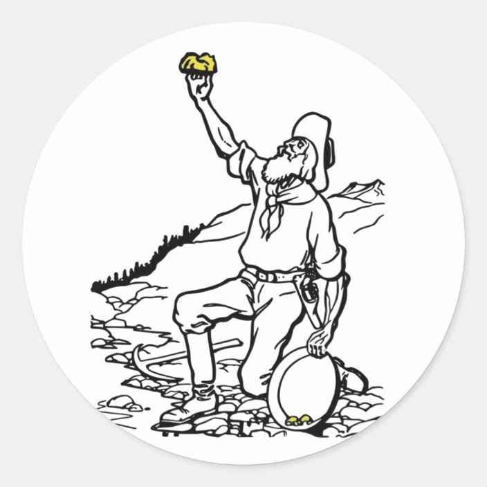 Old Time Gold Miner Prospector Classic Round Sticker | Zazzle.com