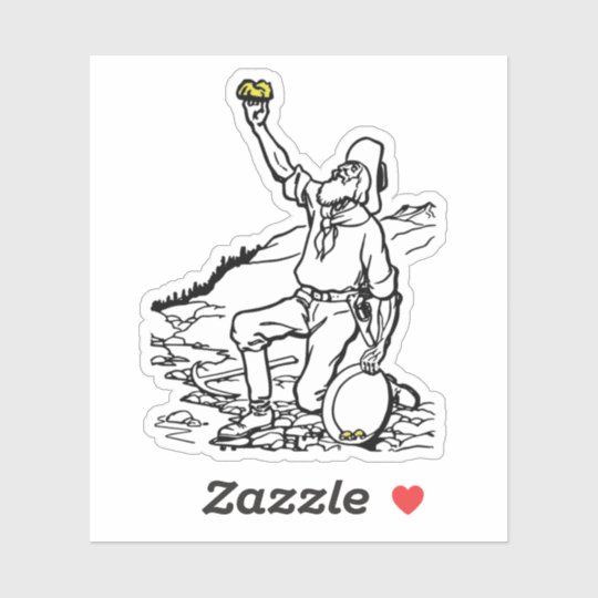 Old Time Gold Miner Prospector Sticker | Zazzle.com