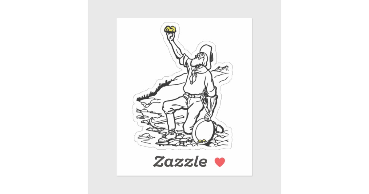 Old Time Gold Miner Prospector Sticker | Zazzle