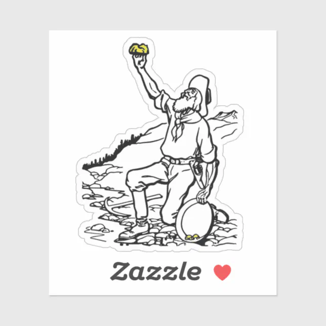 Old Time Gold Miner Prospector Sticker | Zazzle