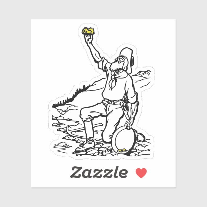 Old Time Gold Miner Prospector Sticker | Zazzle.com