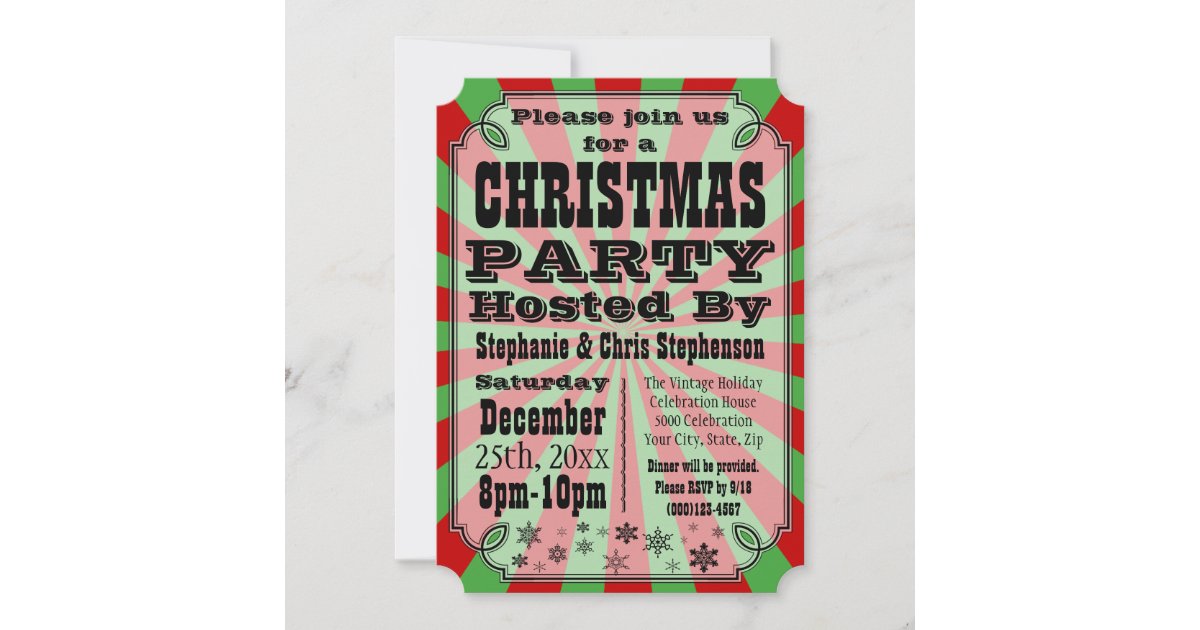 Old-Time Vintage Christmas Party Invitation | Zazzle