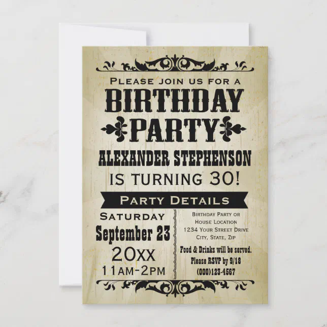 Old-Time Vintage Country Birthday Party Invitation | Zazzle