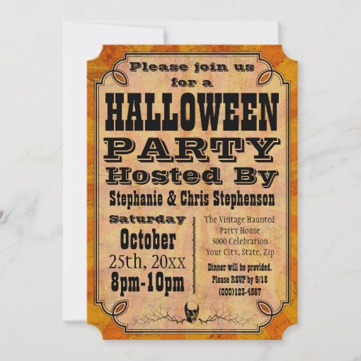 Old-Time Vintage Halloween Party Invitation | Zazzle