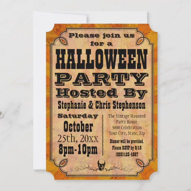 Old-Time Vintage Halloween Party Invitation | Zazzle