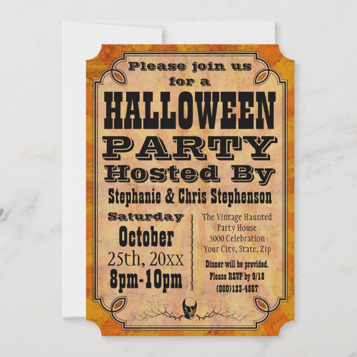 Old-Time Vintage Halloween Party Invitation | Zazzle