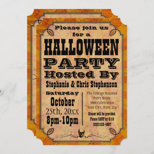 Old-Time Vintage Halloween Party Invitation | Zazzle
