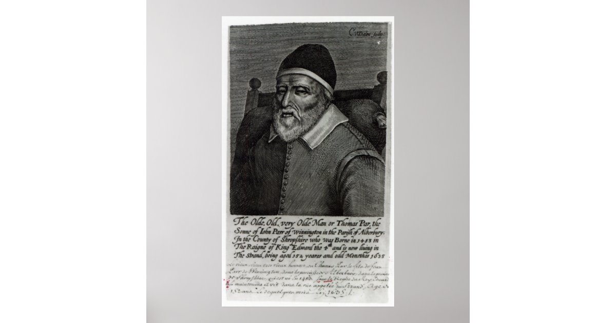 Old Tom Parr, 1635 Poster | Zazzle