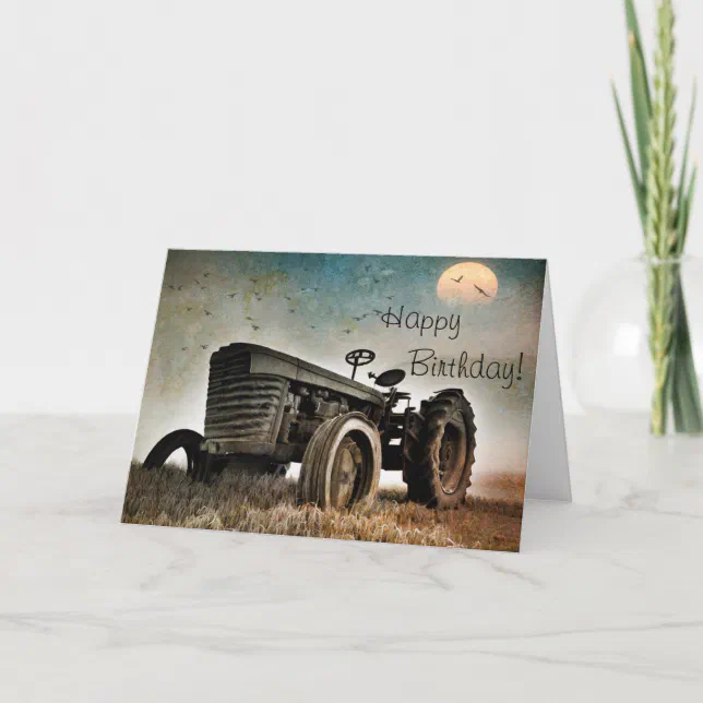 Old Tractor Birthday Card | Zazzle