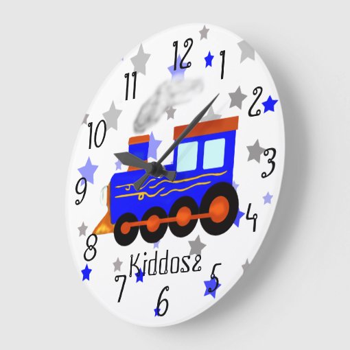 Old train illustration large clock | Zazzle