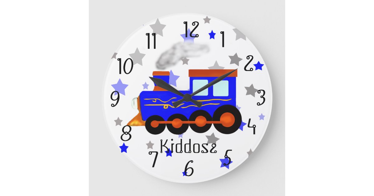 Old train illustration large clock | Zazzle