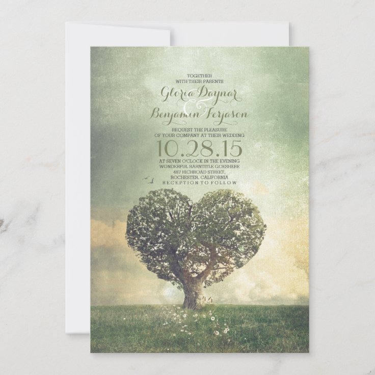 Old tree rustic country wedding invitations | Zazzle