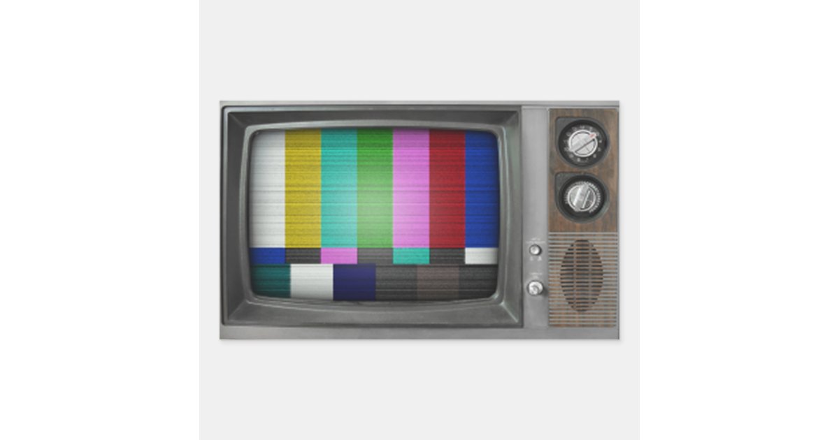 Old TV Rectangular Sticker | Zazzle