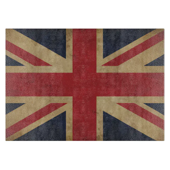 Old Union Jack Flag Glass Cutting Board | Zazzle