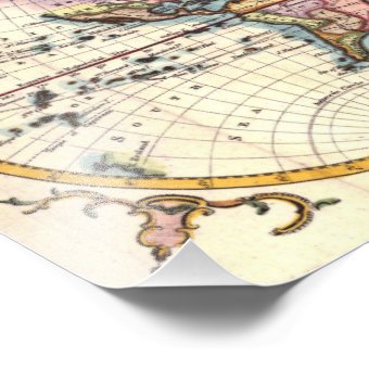 Old Vintage Antique world map illustration drawing Photo Print | Zazzle