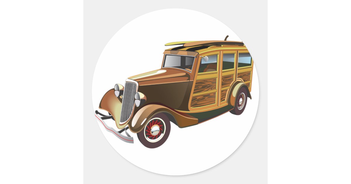 Old Vintage Car Classic Round Sticker | Zazzle
