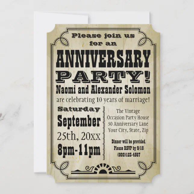 Old Vintage Country Anniversary Party Invitation | Zazzle