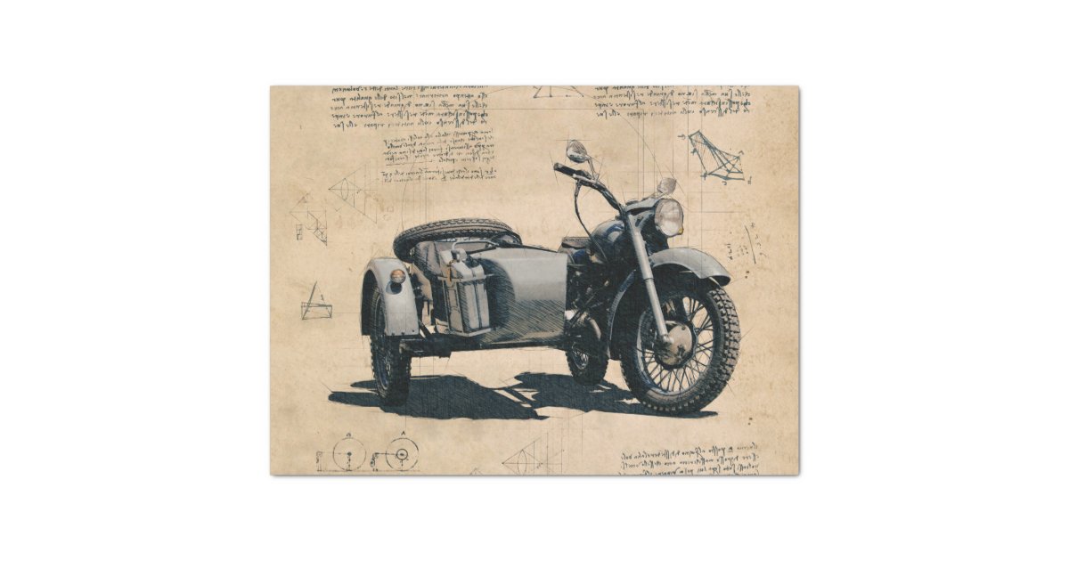 Old Vintage Motorcycle Decoupage Tissue Paper | Zazzle