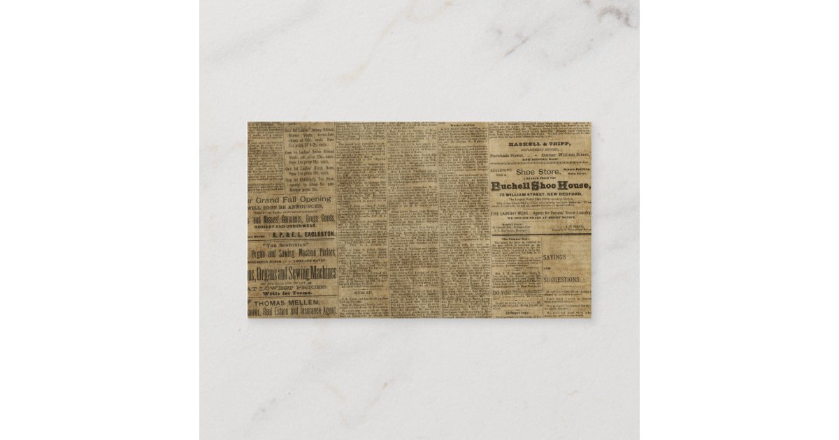 Old Vintage Newspaper Business Card | Zazzle