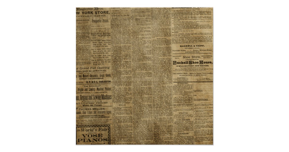Old Vintage Newspaper Poster | Zazzle