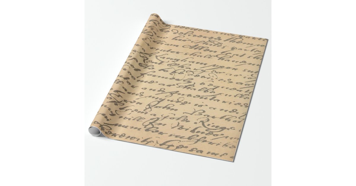 Old Vintage Script Wrapping Paper | Zazzle