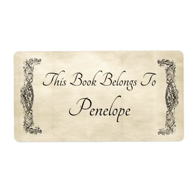 Old Vintage Scroll Work Parchment Bookplate Label | Zazzle