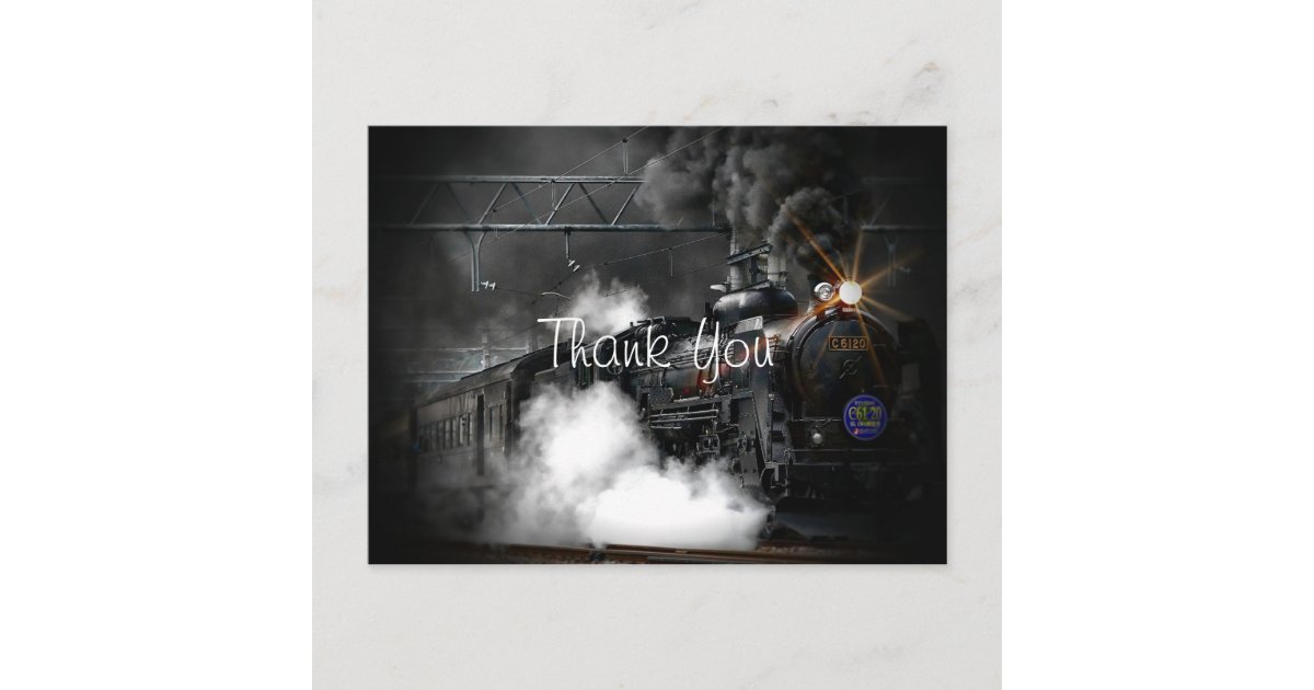 Old Vintage Steam Train Locomotive Thank You Postcard | Zazzle