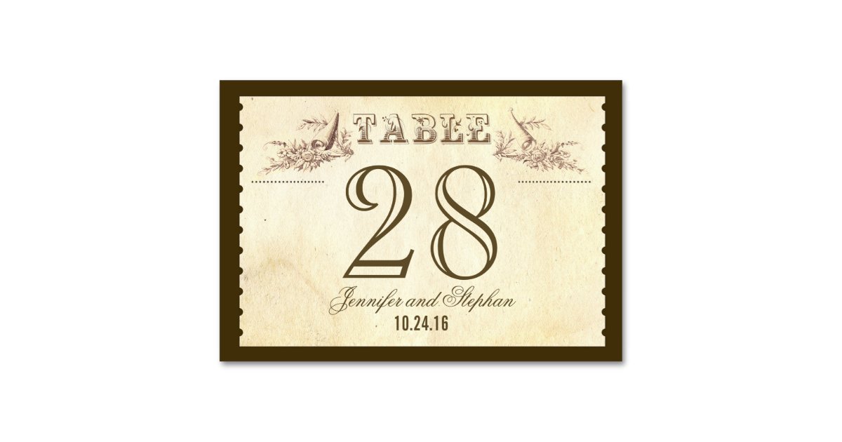 Old vintage style Table Number Card Place cards | Zazzle