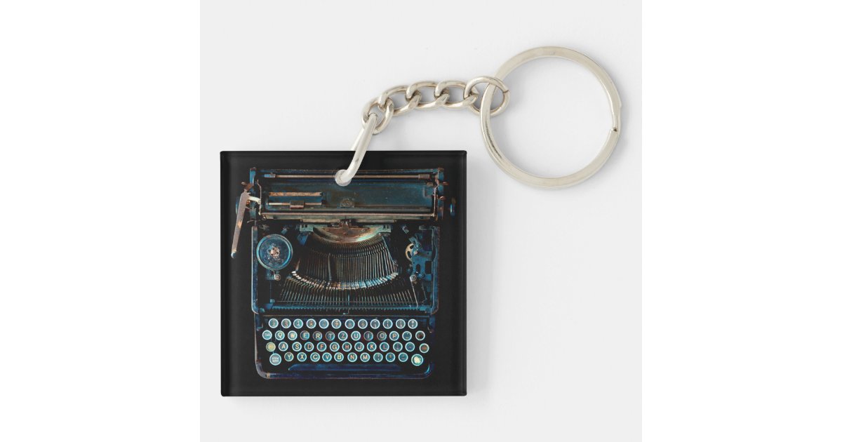 old vintage typewriter keyboard grunge keychain | Zazzle