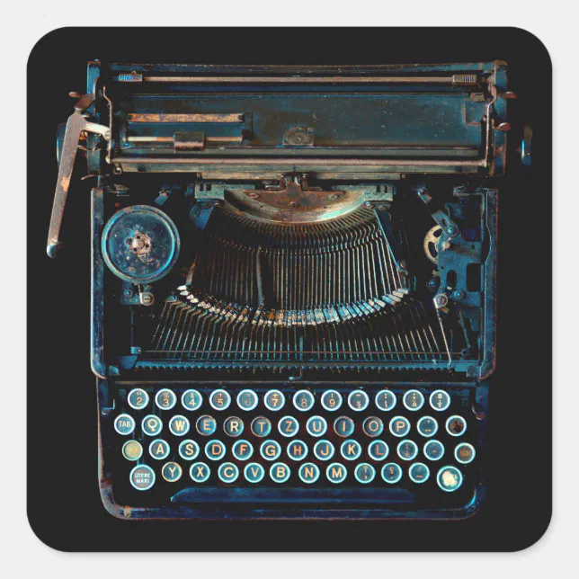 old vintage typewriter keyboard grunge square sticker | Zazzle