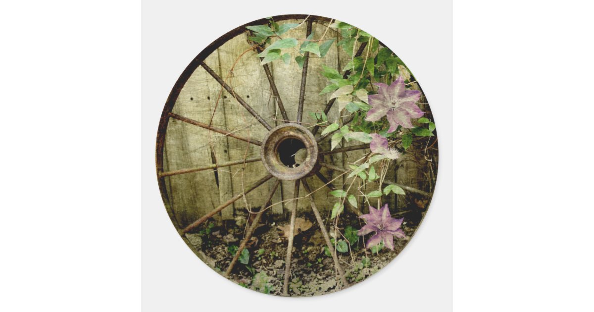 Old wagon wheel classic round sticker | Zazzle