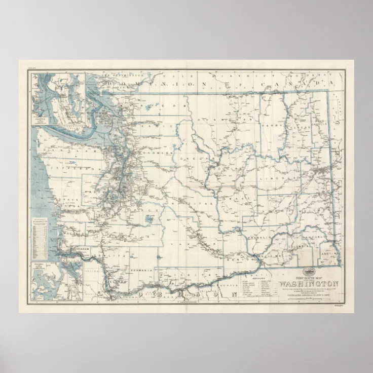 Old Washington State Map (1925) Poster | Zazzle