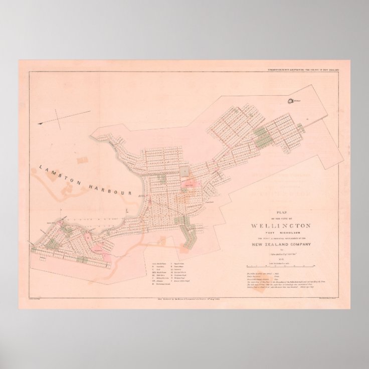 Old Wellington NZ Map (1841) Vintage New Zealand Poster | Zazzle